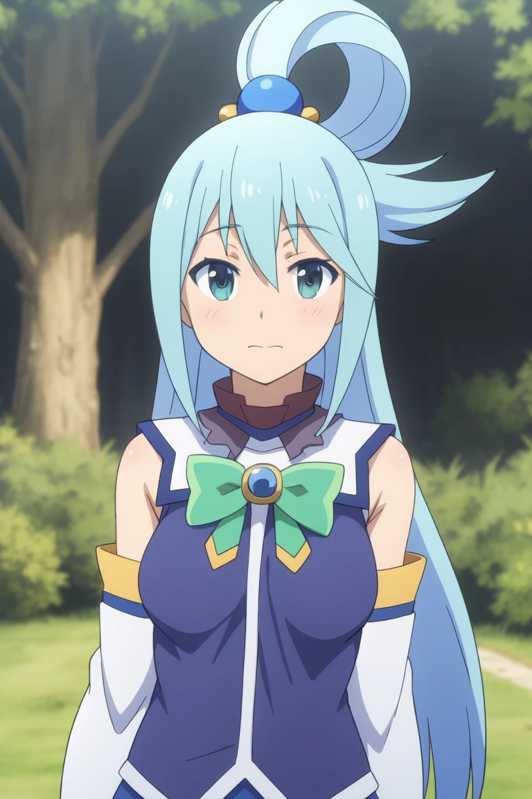 Aqua (konosuba) upper body, looking at viewer - SeaArt AI
