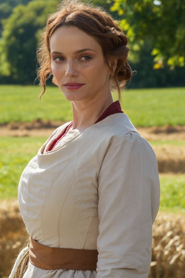 (11th century peasant:1.25), lady in peasant dress, at farm, soft ...