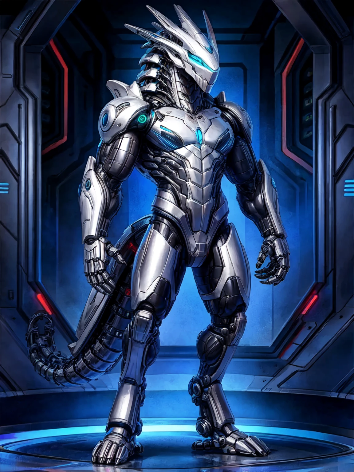 Biomechanical style handsome furry anthro man, manly, lean body - SeaArt AI