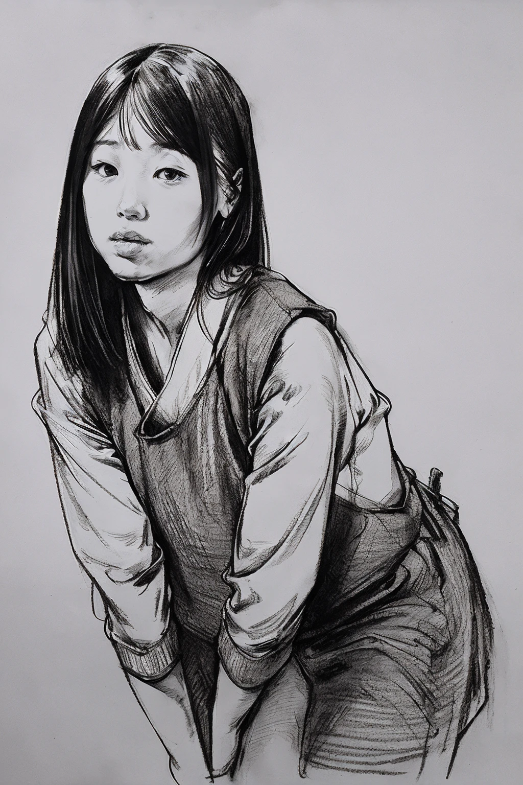 Quick sketch,greyscale,monochrome,simple background,traditional media ...