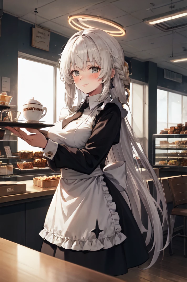 Livempyrea, mature female, white hair, very long hair, sidelocks ...