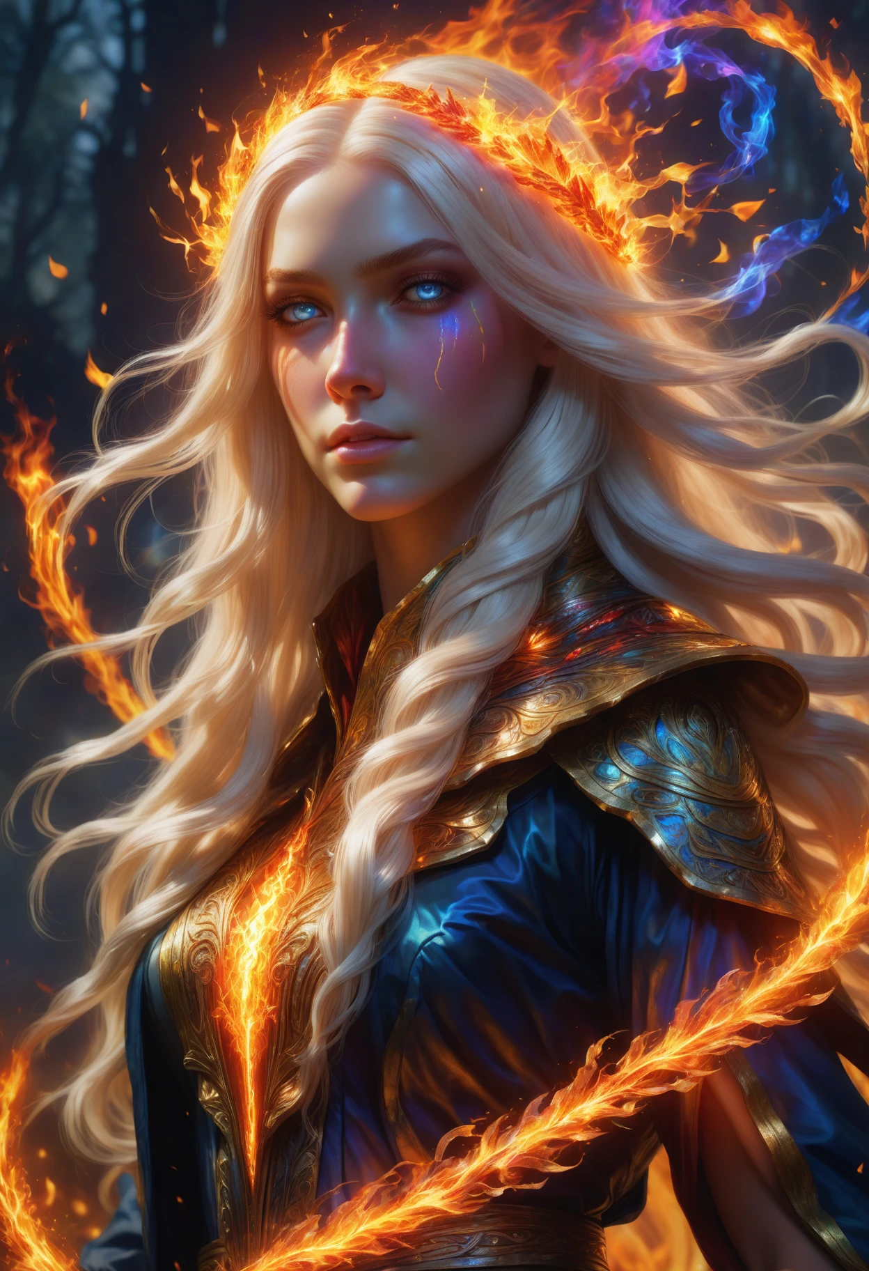 DonMM1y4XL , female summoner fire magic blazing, encased in ever ...