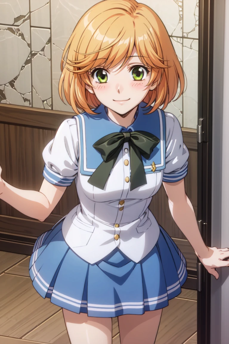 1girl, solo, smile, blush, corda kanade, school uniform, bowtie - SeaArt AI