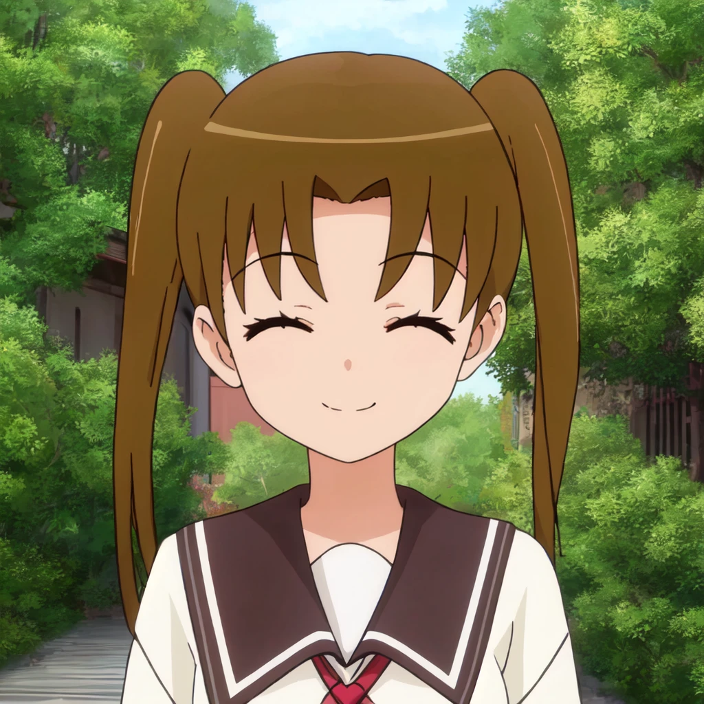 Masterpiece,1girl, portrait, okazaki_norie, closed eyes, smile - SeaArt AI