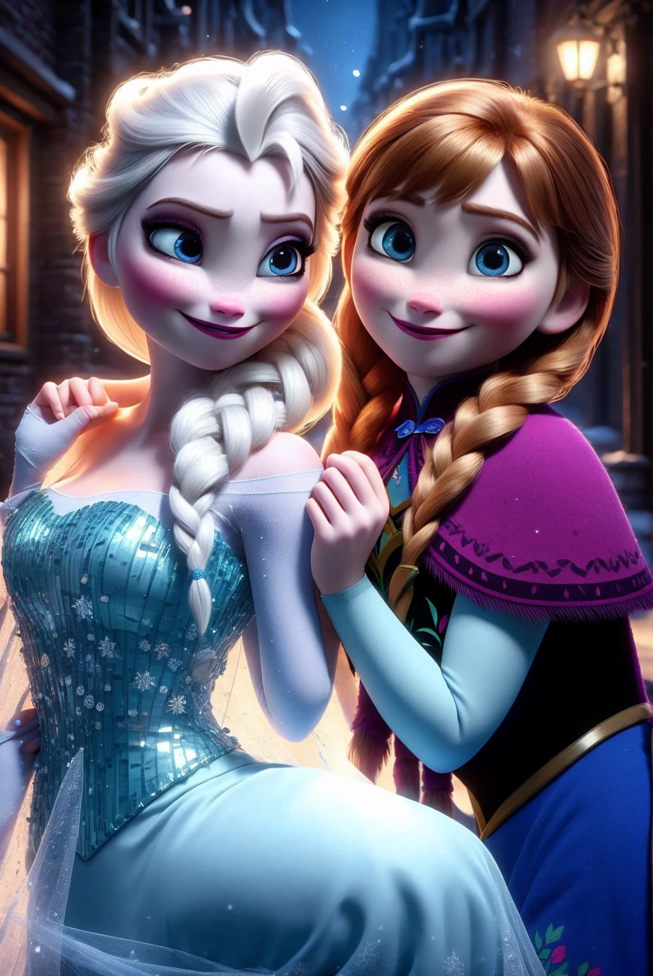 2girls,(anna:1.2),,anna,elsa,together,