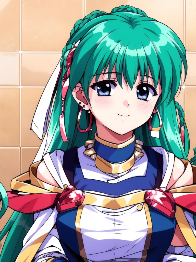 , swatty, 1girl, solo, green hair, jewelry, long hair - SeaArt AI