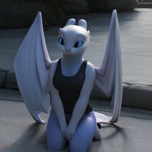 Nublessv6, female anthro, dragon , white skin, blue eyes, wings - SeaArt AI