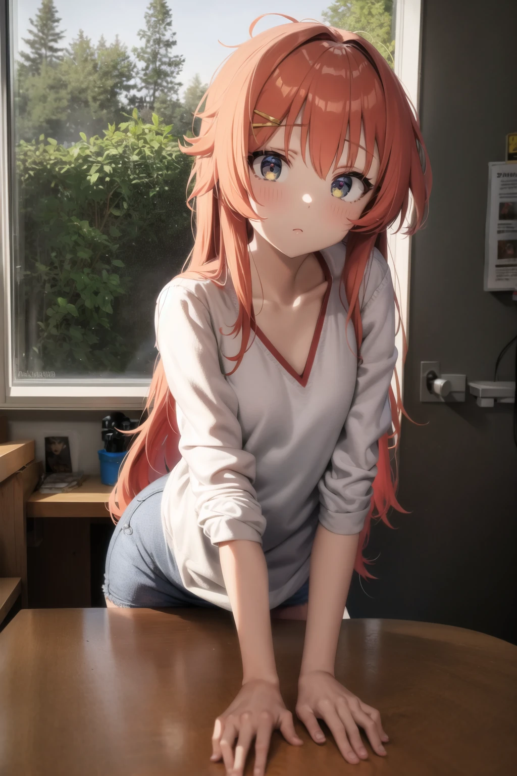 Anime in real life, photo background 1girl, solo, long hair, looking at ...