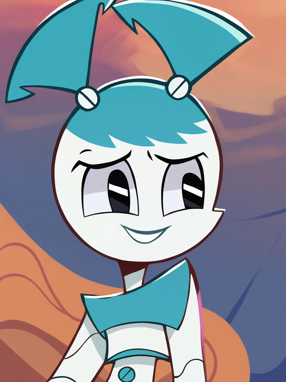 , x_j_9, 1girl, robot, blue hair, black eyes, - SeaArt AI