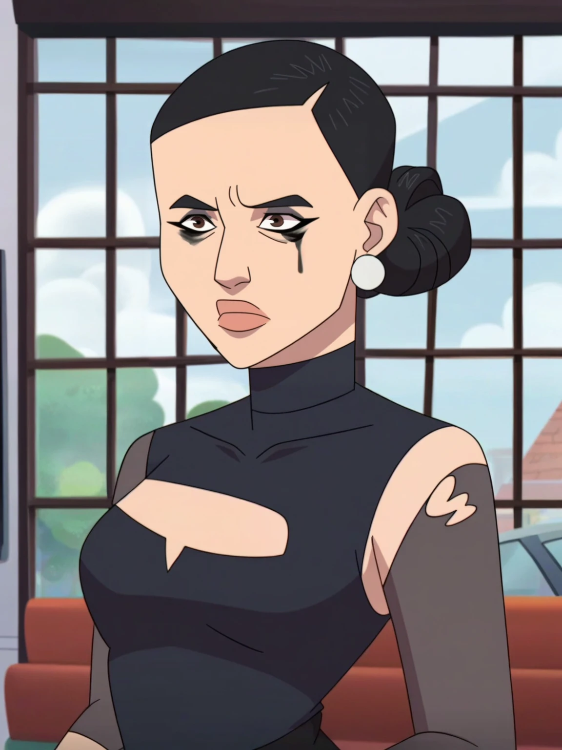 db_gr, 1girl, asian, black bun hair, earrings - SeaArt AI