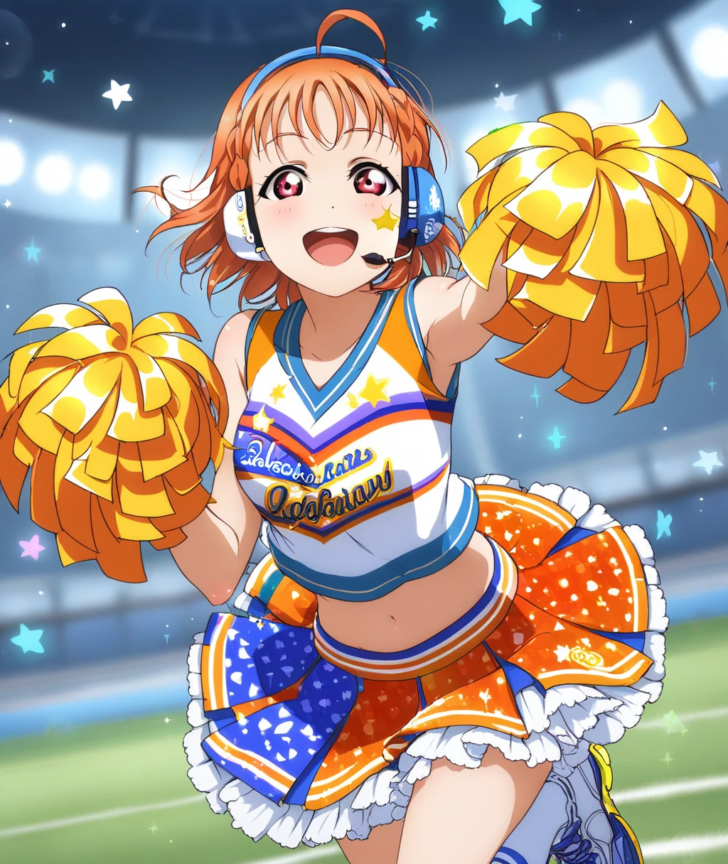 Takami chika, love live!, orange hair, red eyes, short hair, ahoge ...
