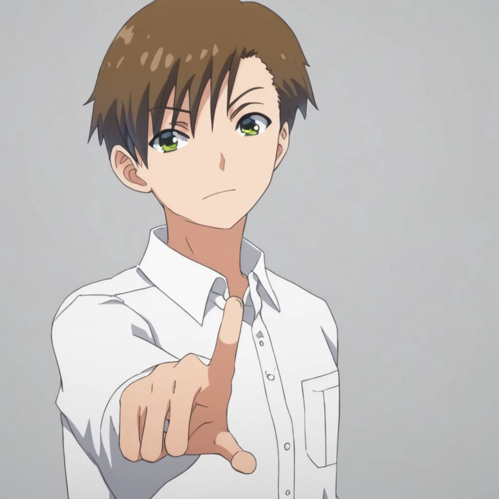 1boy, ike kanji, outstretched arm, hand reaching POV, finger up front ...