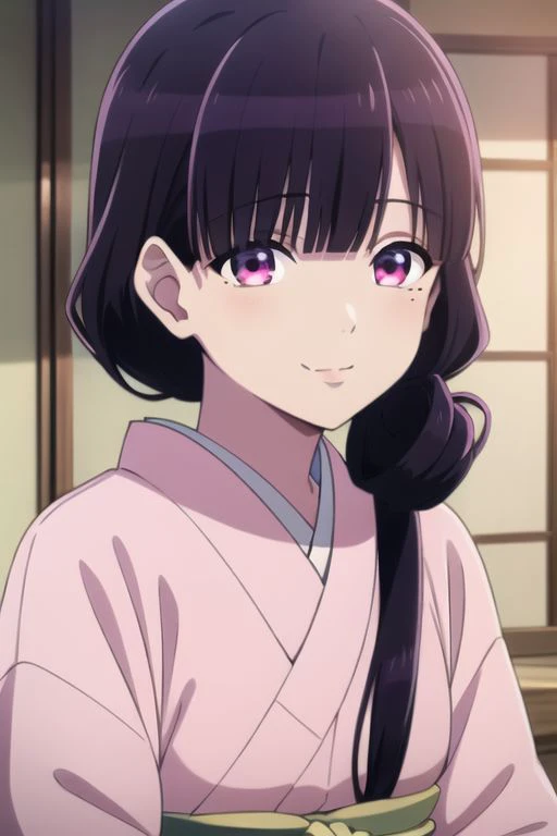 (masterpiece), miyo saimori, black hair, purple-pink eyes, 1girl ...