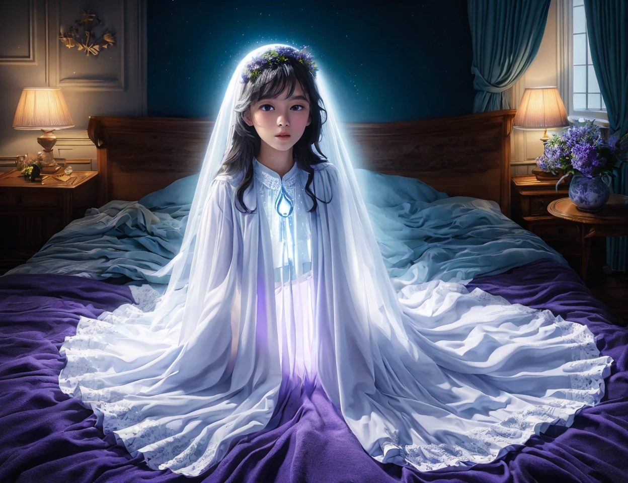 Masterpiece illustration, detailed, DonM5h3375 bluish-violet ethereal ...
