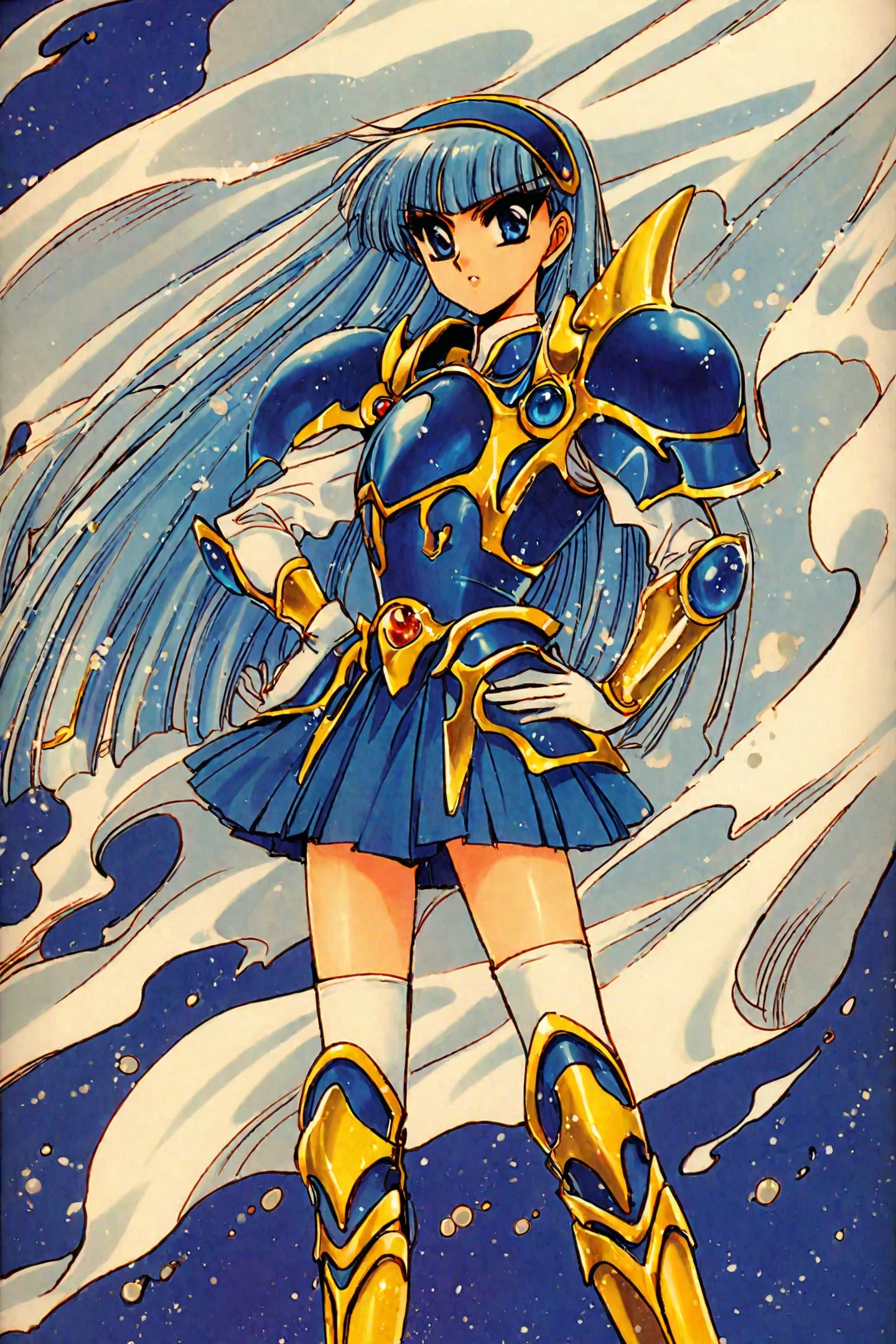 Magic Knight Rayearth, Ryuuzaki Umi,1girl,solo,long hair,armor - SeaArt AI