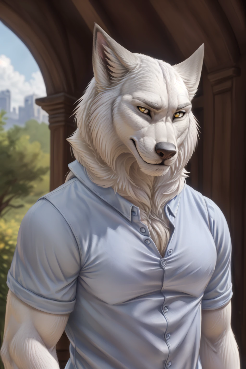 , haruki, yellow eyes, tail, muscular, pecs - SeaArt AI