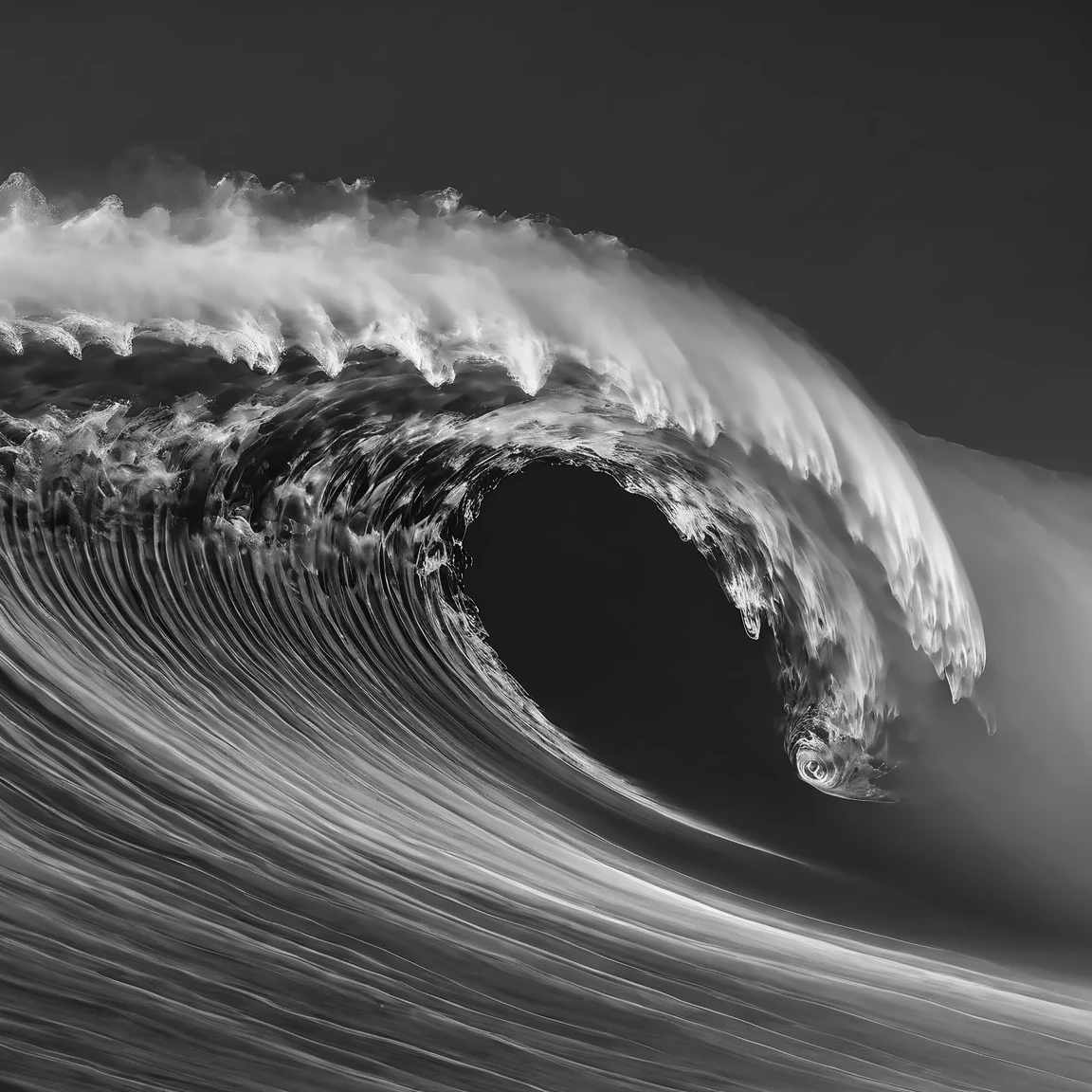 Smokeart,see waves monochrome,greyscale, - SeaArt AI