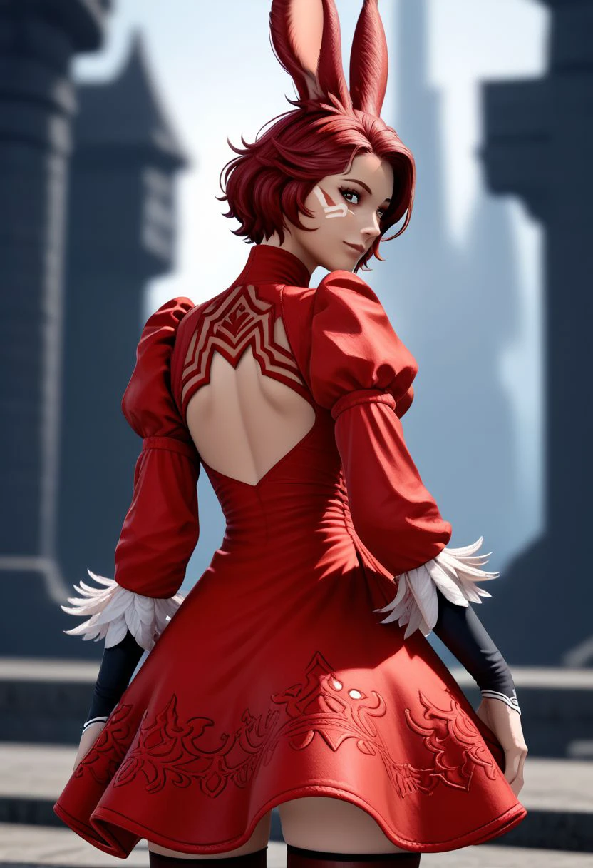 No2 type b dress, 1girl, animal ears, rabbit ears, viera, dress - SeaArt AI