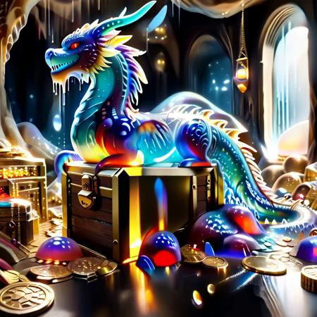 1dragon, highly detailed blue dragon, blue dragon made out of slime ...