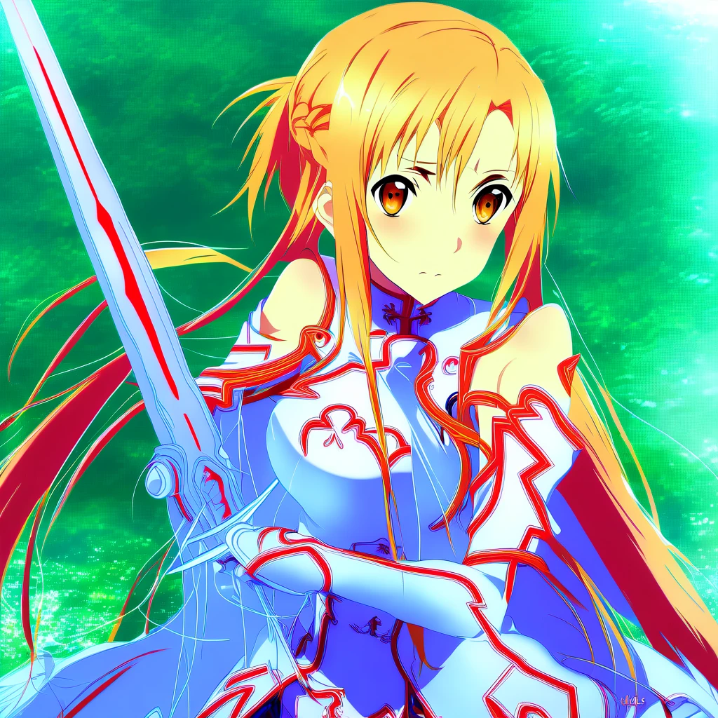 Asuna, masterpiece, highres, asuna \(sao\), crown braid, light orange ...