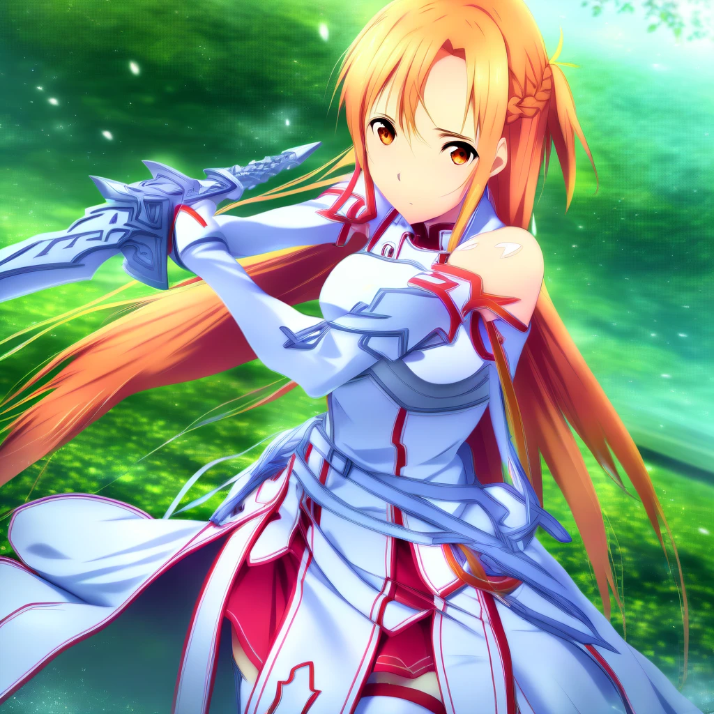 Asuna, masterpiece, highres, asuna \(sao\), crown braid, light orange ...