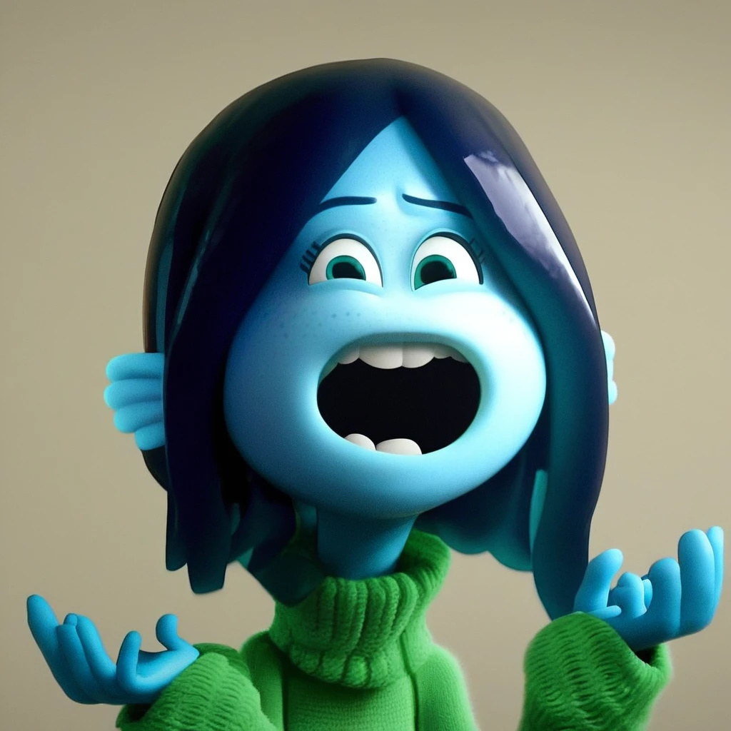 Ruby, purple shorts long multi color socks, blue tentacle hair - SeaArt AI