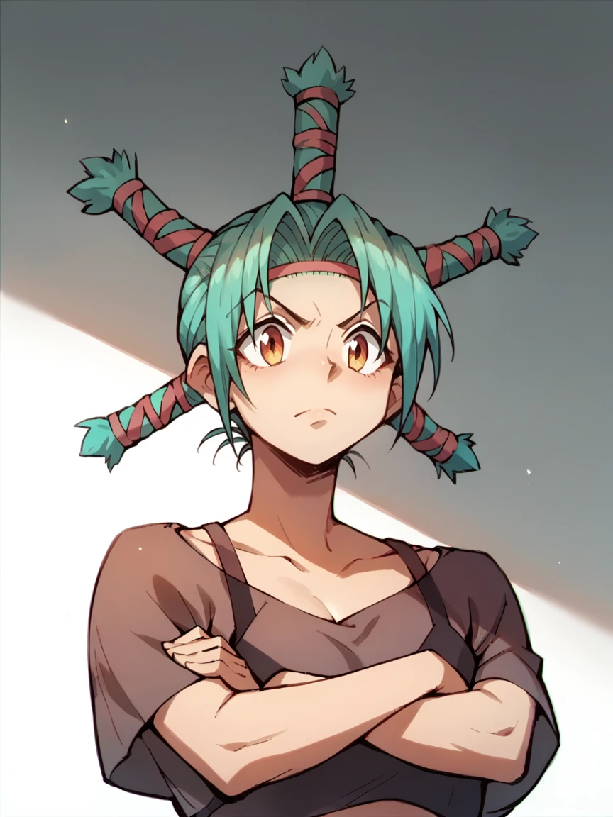 , menchi, green hair, upper body - SeaArt AI