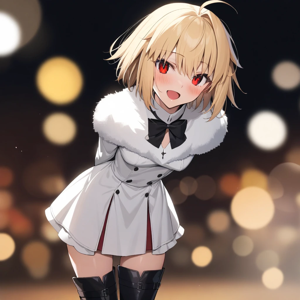Arcueid, 1girl, arms behind back, black bowtie, blush, buttons - SeaArt AI