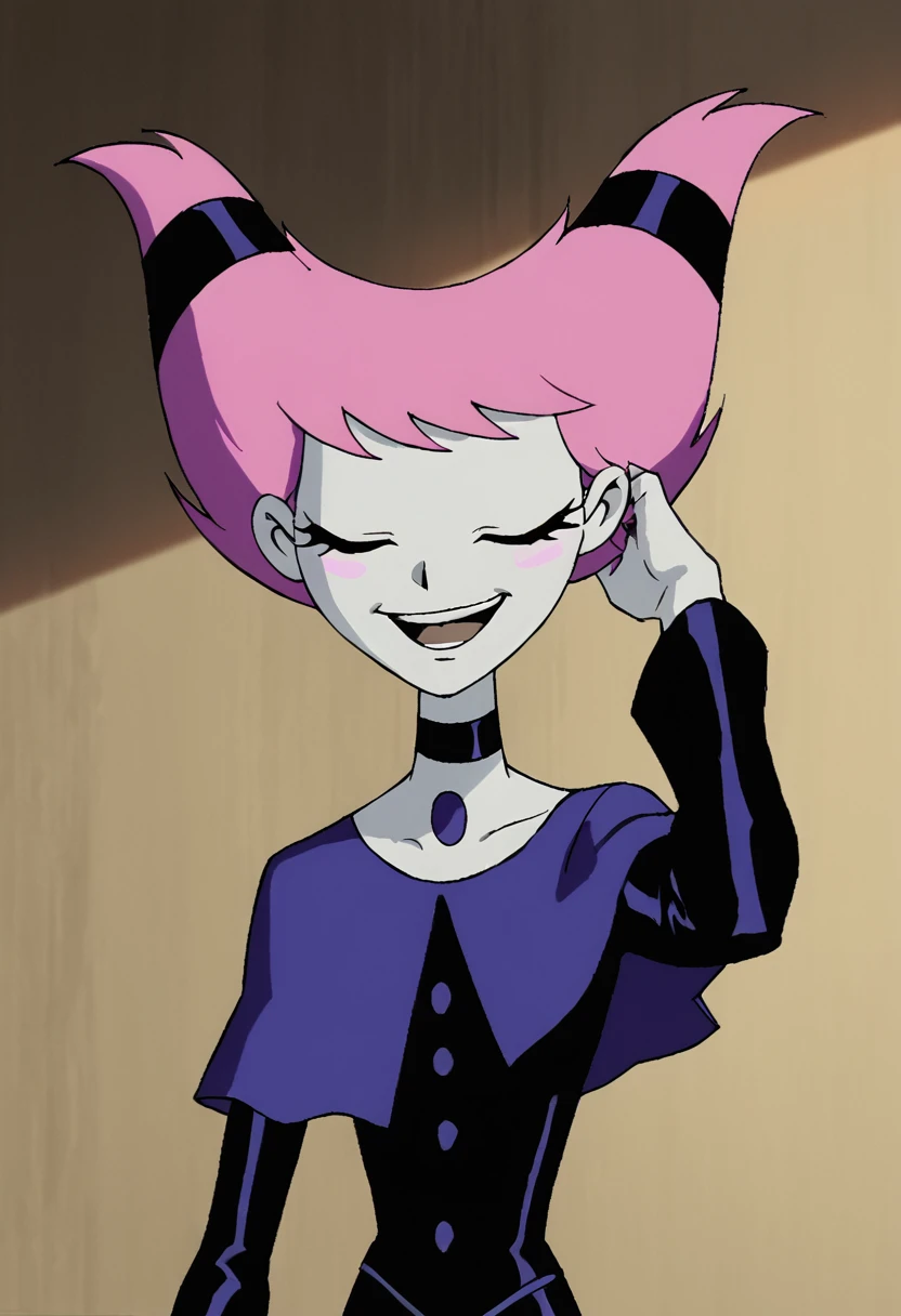 Jinx,hand in own hair, 1girl, solo, pink hair - SeaArt AI