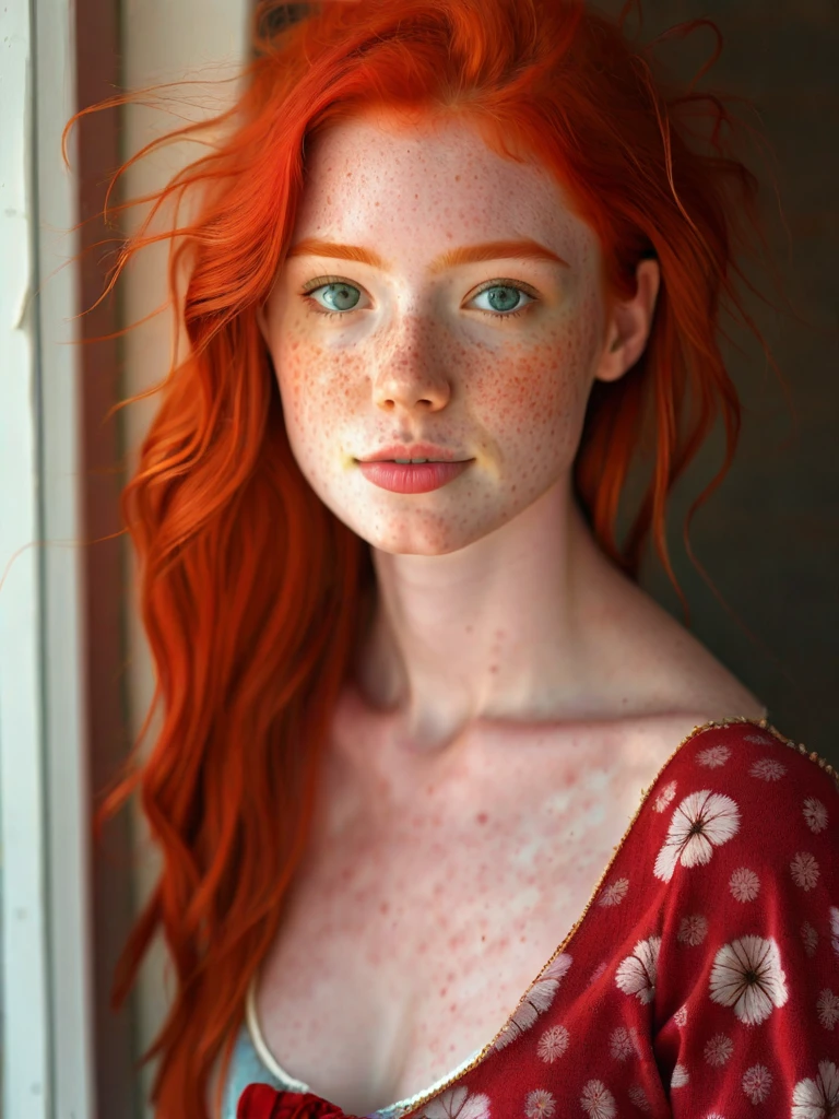 Realistic candid photo, young red-haired girl, portrait of a redhead with freckl - SeaArt AI