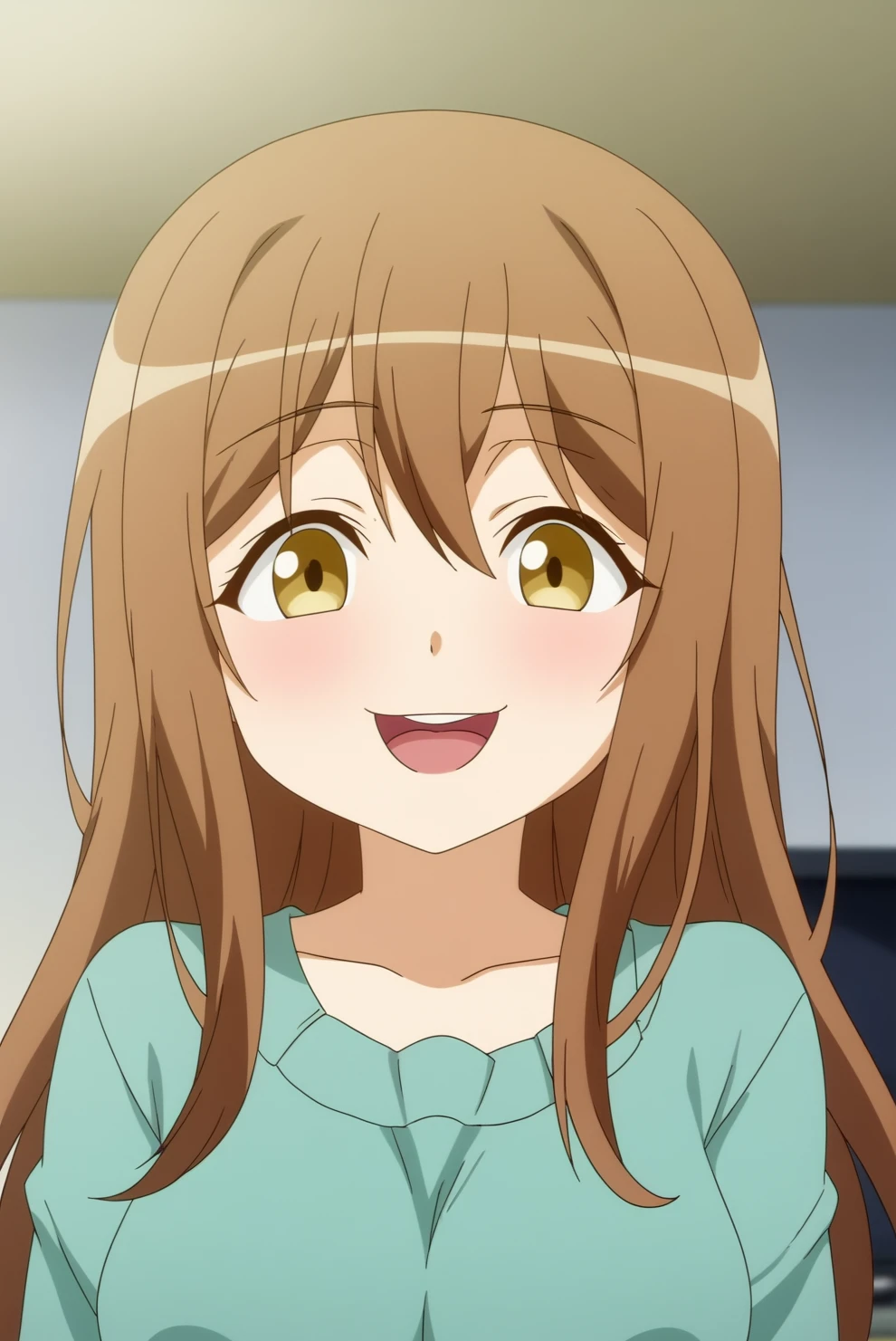 Takahashi, 1girl, upper body, happy