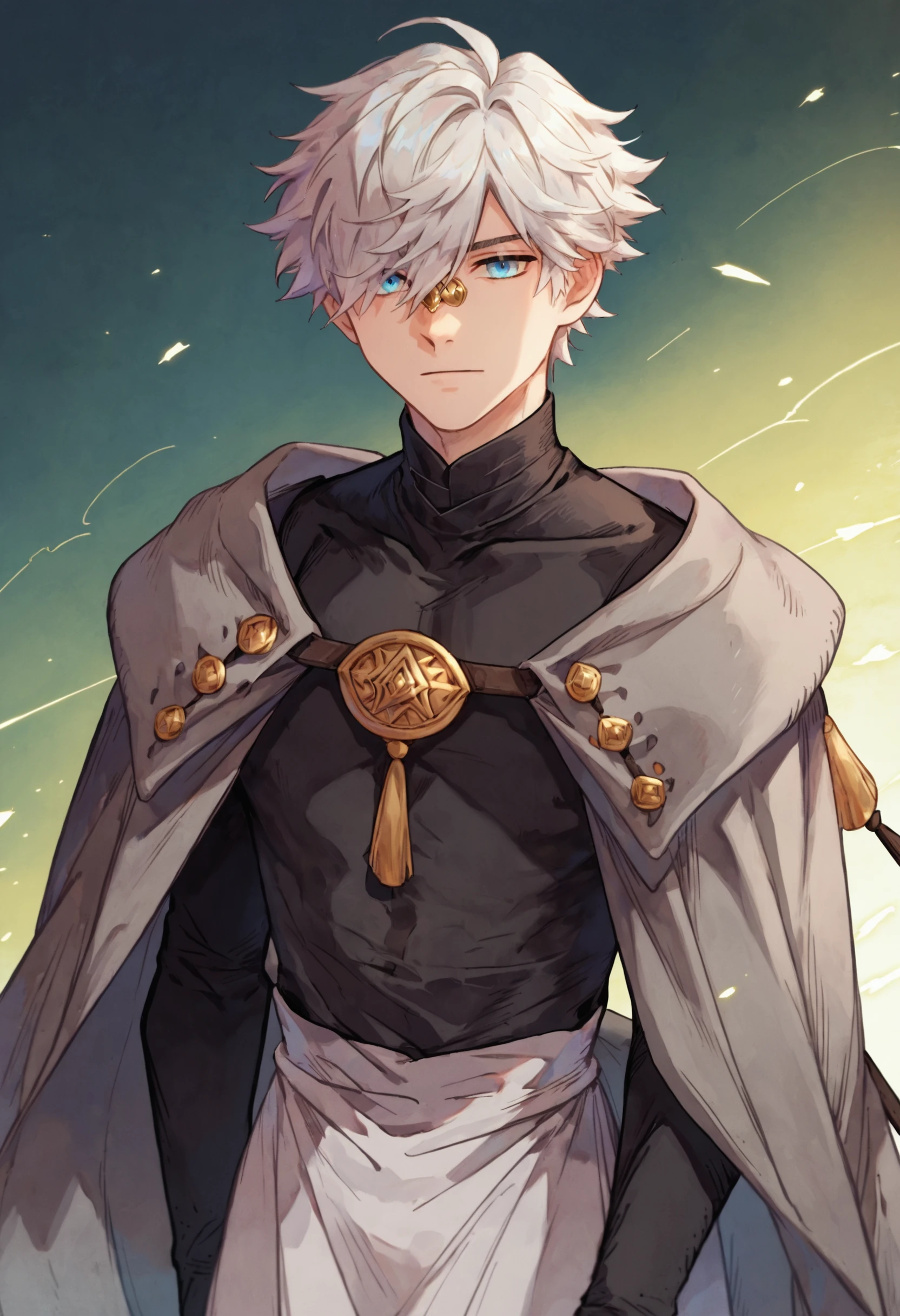 Score_9, score_8_up, score_7_up, 1boy qifrey white hair hair over one ...