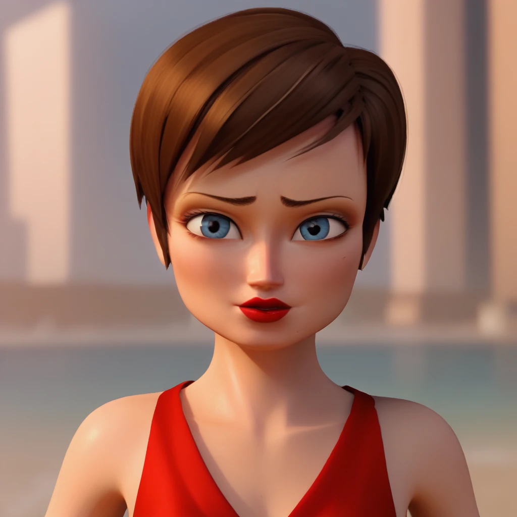 Score_8_up, BREAK, 1girl, solo, RoxanneRitchi, brown hair, short hair ...