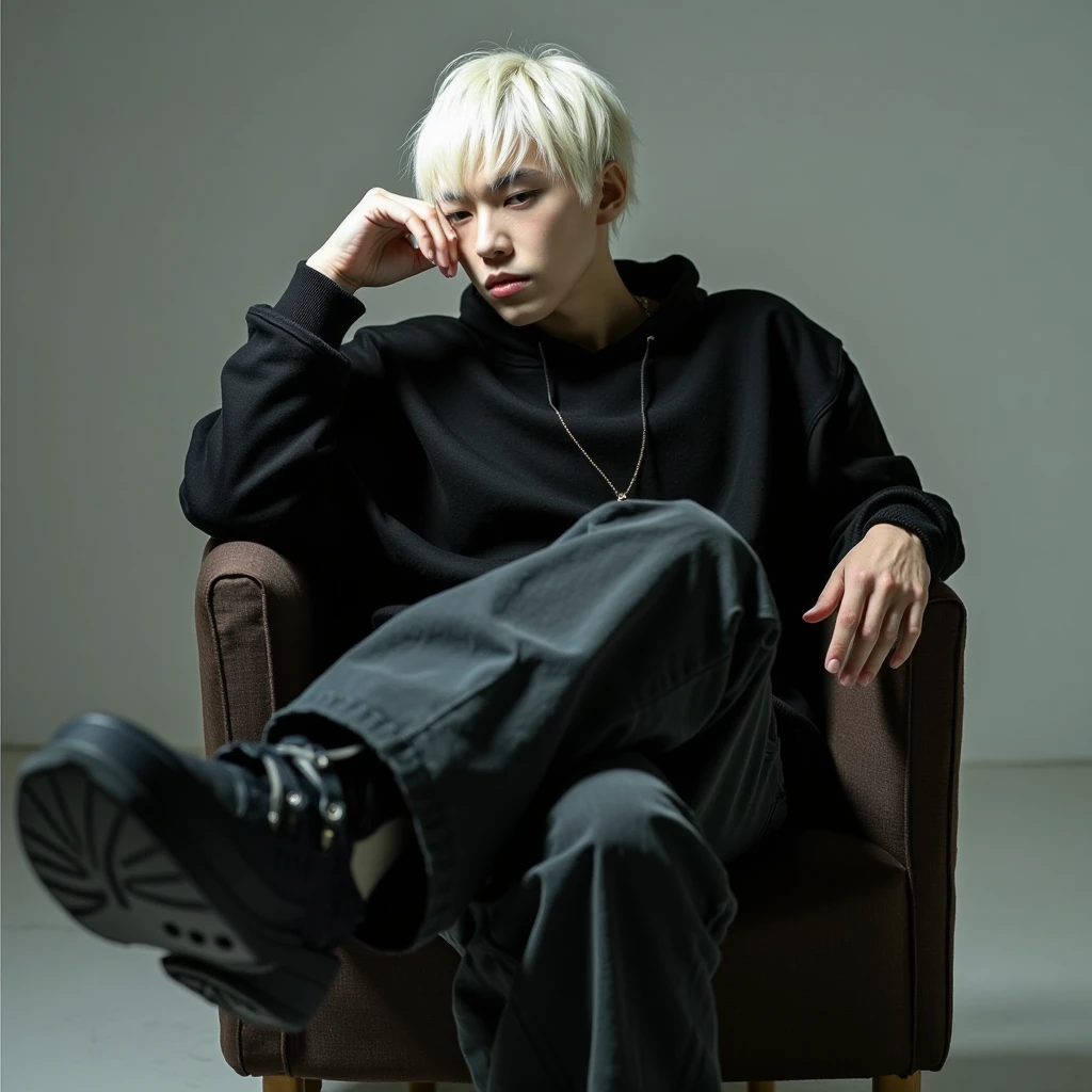Aesthetic, aesthetic pose, Dynamic pose, man with white hair posing ...