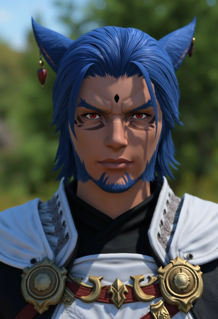 A cinematic shot, face2_xiv, miqo'te, 1boy, animal ears, solo - SeaArt AI