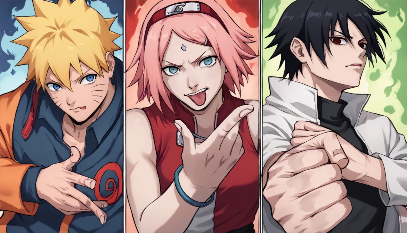 Score_9, score_8_up, score_7_up, 2boys,1girl, uzumaki naruto - SeaArt AI