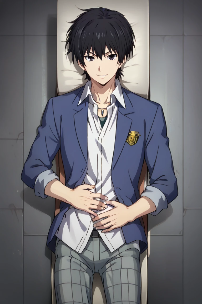 Any6seki,1boy,solo,male focus,sekina,black eyes,rika honjo,black hair ...
