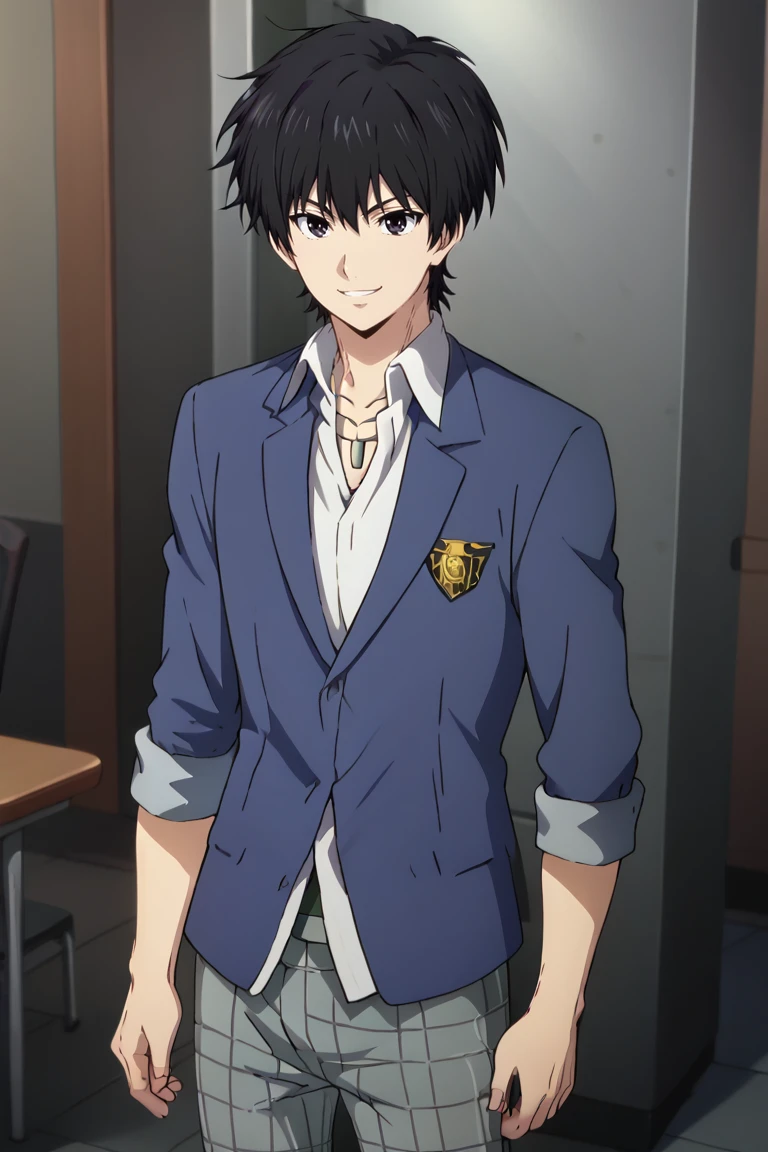 Any6seki,1boy,solo,male focus,sekina,black eyes,rika honjo,black hair ...