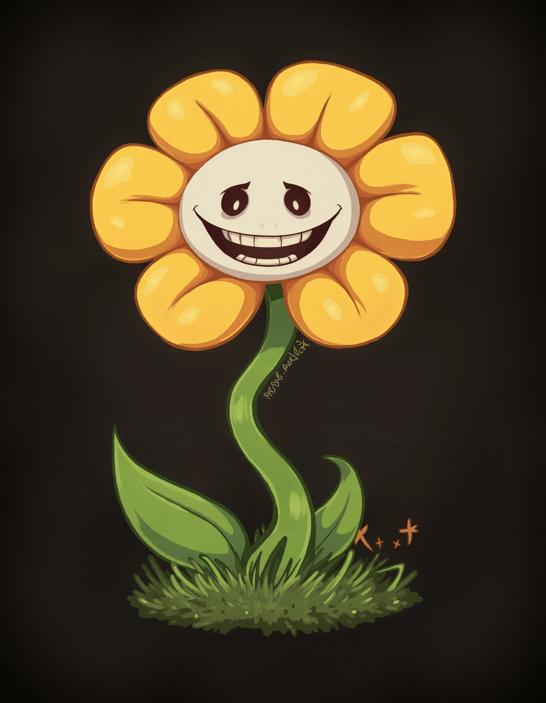 A flower flowey_(undertale) creepy smile - SeaArt AI