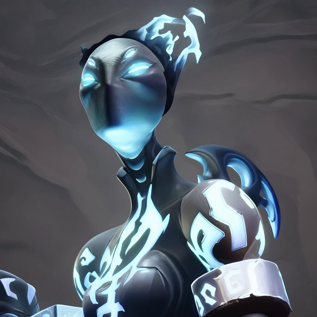 1girl, black skin, glowing blue runes, glowing blue markings - SeaArt AI