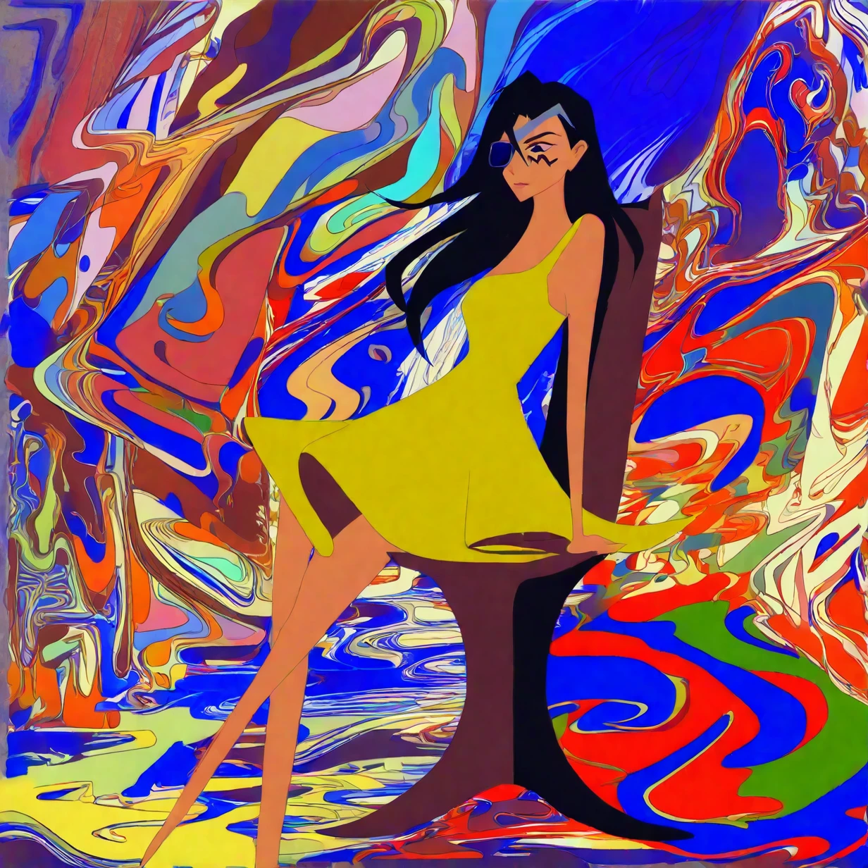 1girl, ana \(overwatch\), full body, solo, from side, sitting - SeaArt AI