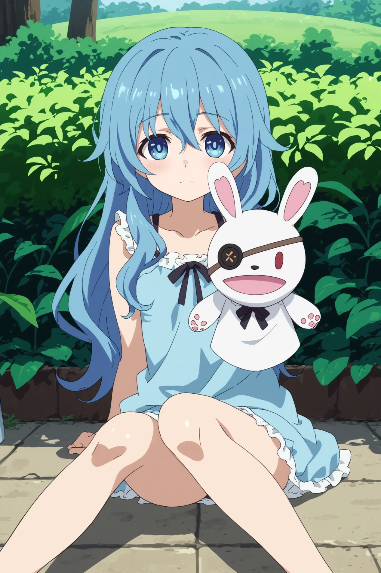 1girl,solo,yoshino,long hair,looking at viewer,stuffed toy,puppet ...