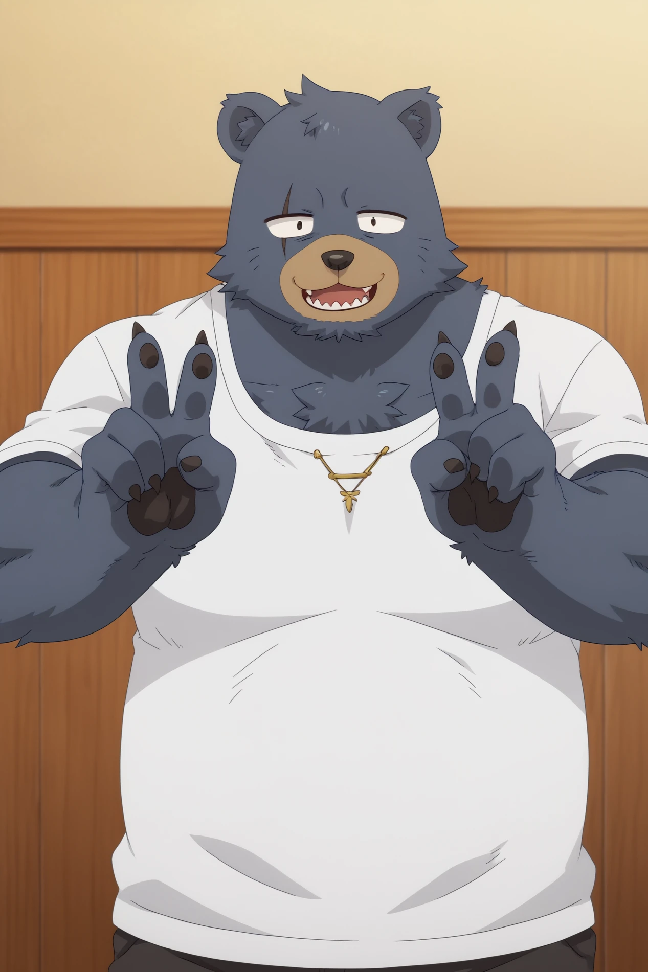 Brooz, bear boy, bear furry, solo, smile, anime coloring, rating ...