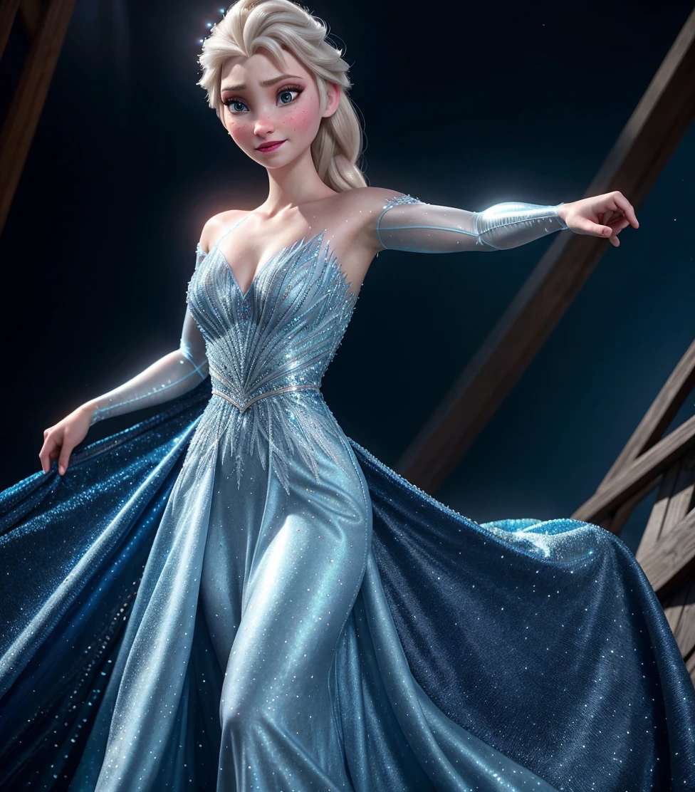 Elsa, sparkling blue dress, upper body, , photorealistic - SeaArt AI