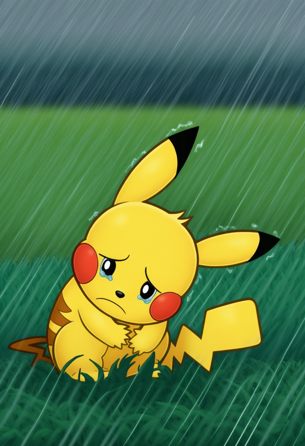 Papermariostyle, 1boy, pikachu, pokemon (creature), sad, crying - SeaArt AI