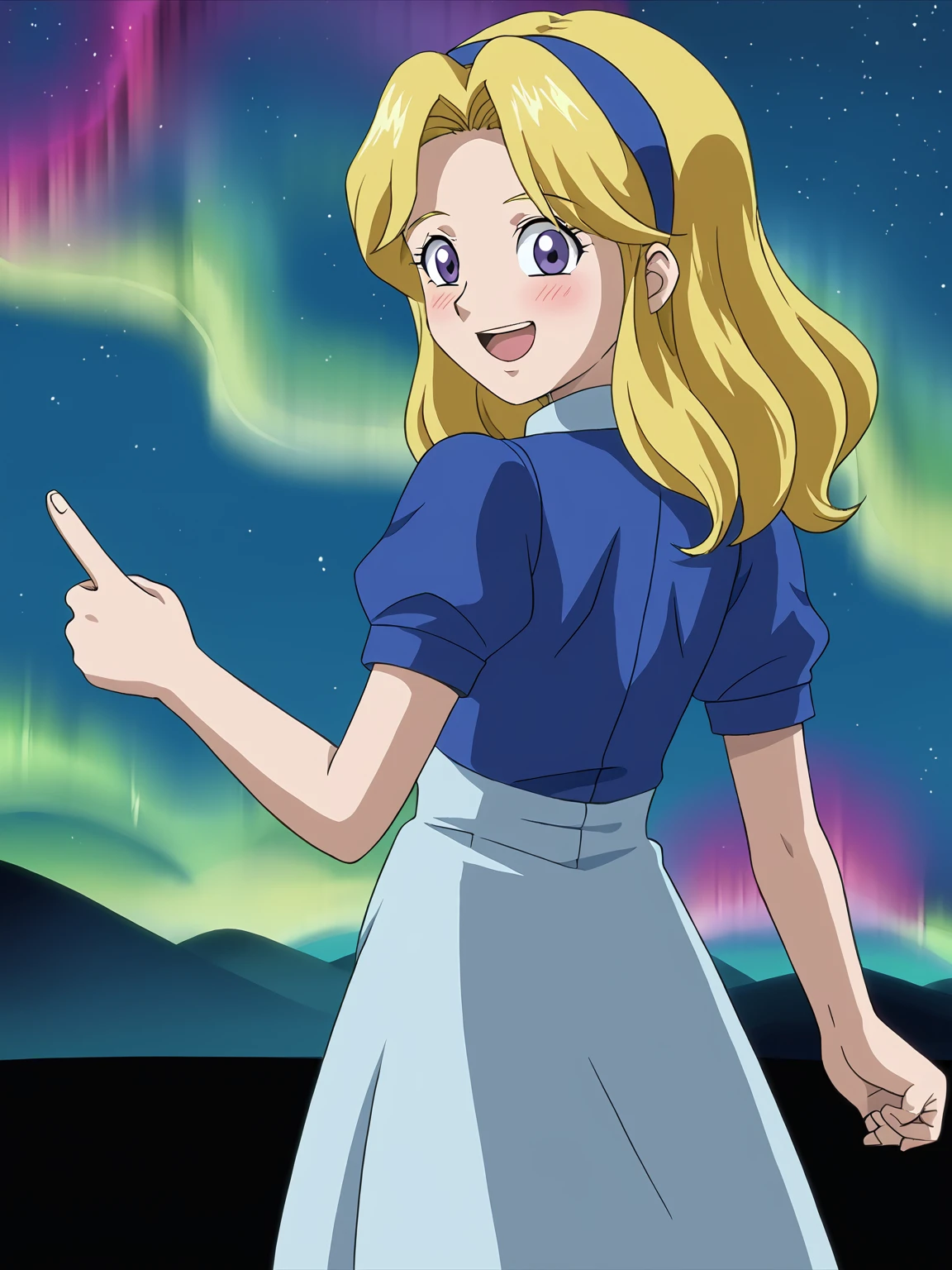 From behind, looking back, dress,