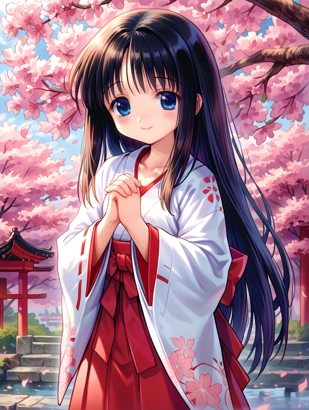 1girl, solo, cute face, black hair, long hair, straight hair - SeaArt AI
