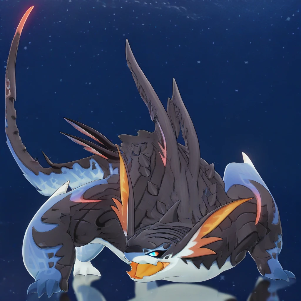 Koholasaur (genshin Impact), dragon, marine species, blue body - SeaArt AI