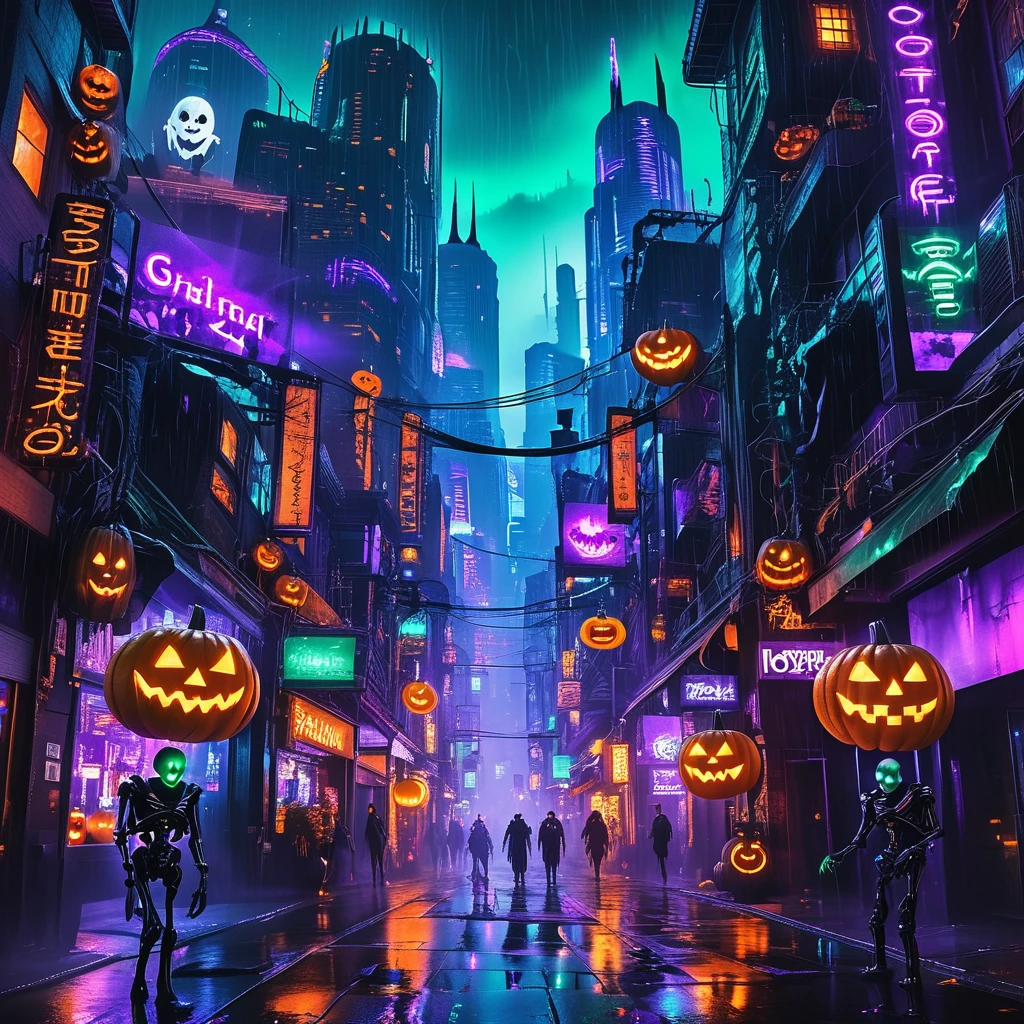 Masterpiece,high resolution A sprawling cyberpunk city at night - SeaArt AI