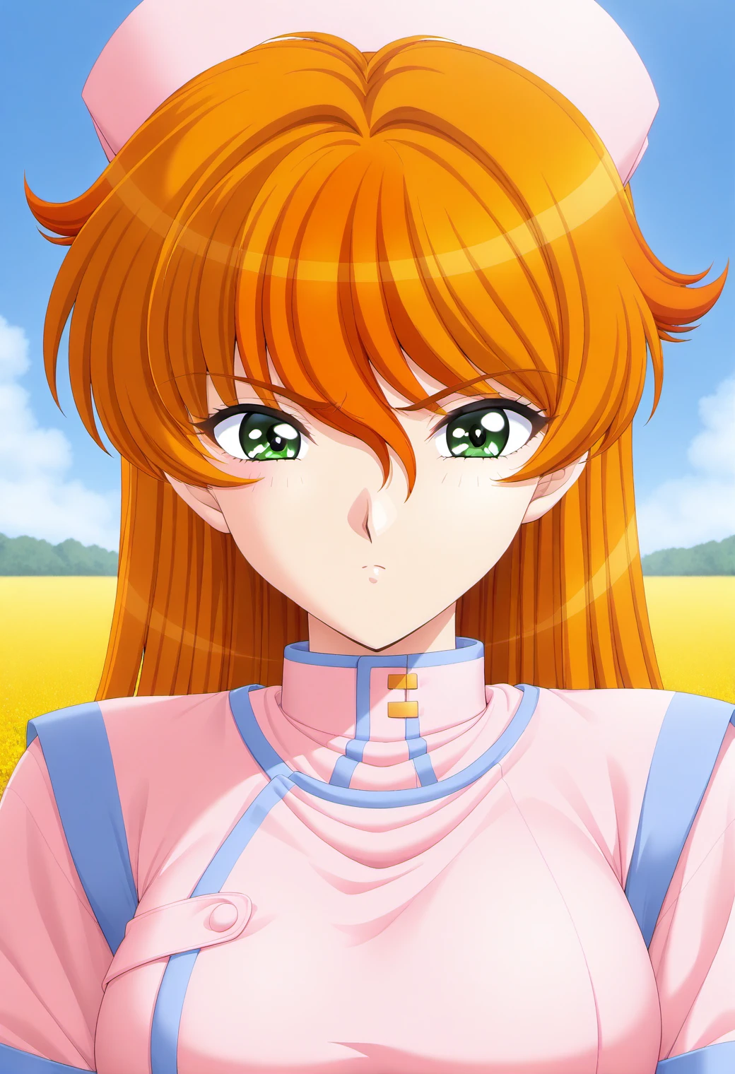 1girl, solo, (field:1.2), (blue sky:1.2), serious, nogiwa_miho - SeaArt AI